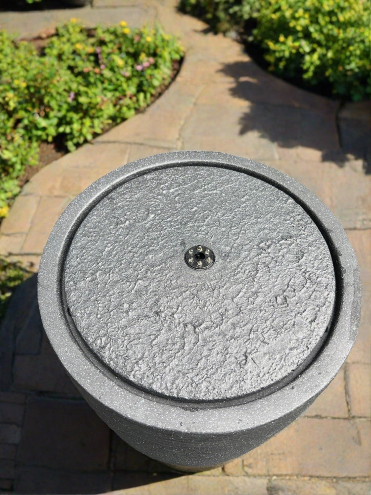 Round Water Feature with LED Lights - Plug Powered - Dark Grey 36x36x2 ...