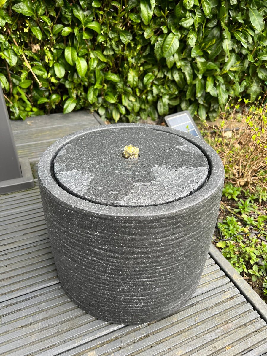 Round Water Feature with LED Lights - Plug Powered - Dark Grey 36x36x2 ...