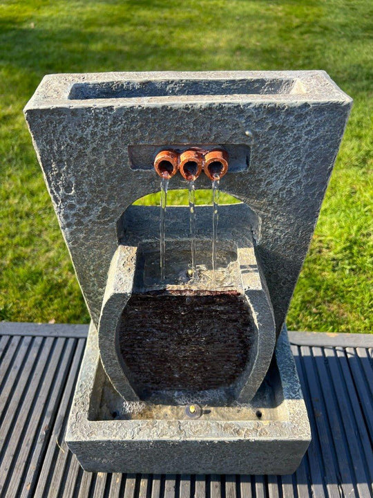 3 Outlets Tier Water Feature with LED Lights - Solar Powered 27x18x45c ...